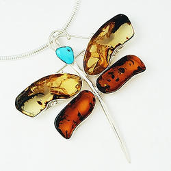 Amber Dragonfly Pendant | Keywest Sterling Silver Company